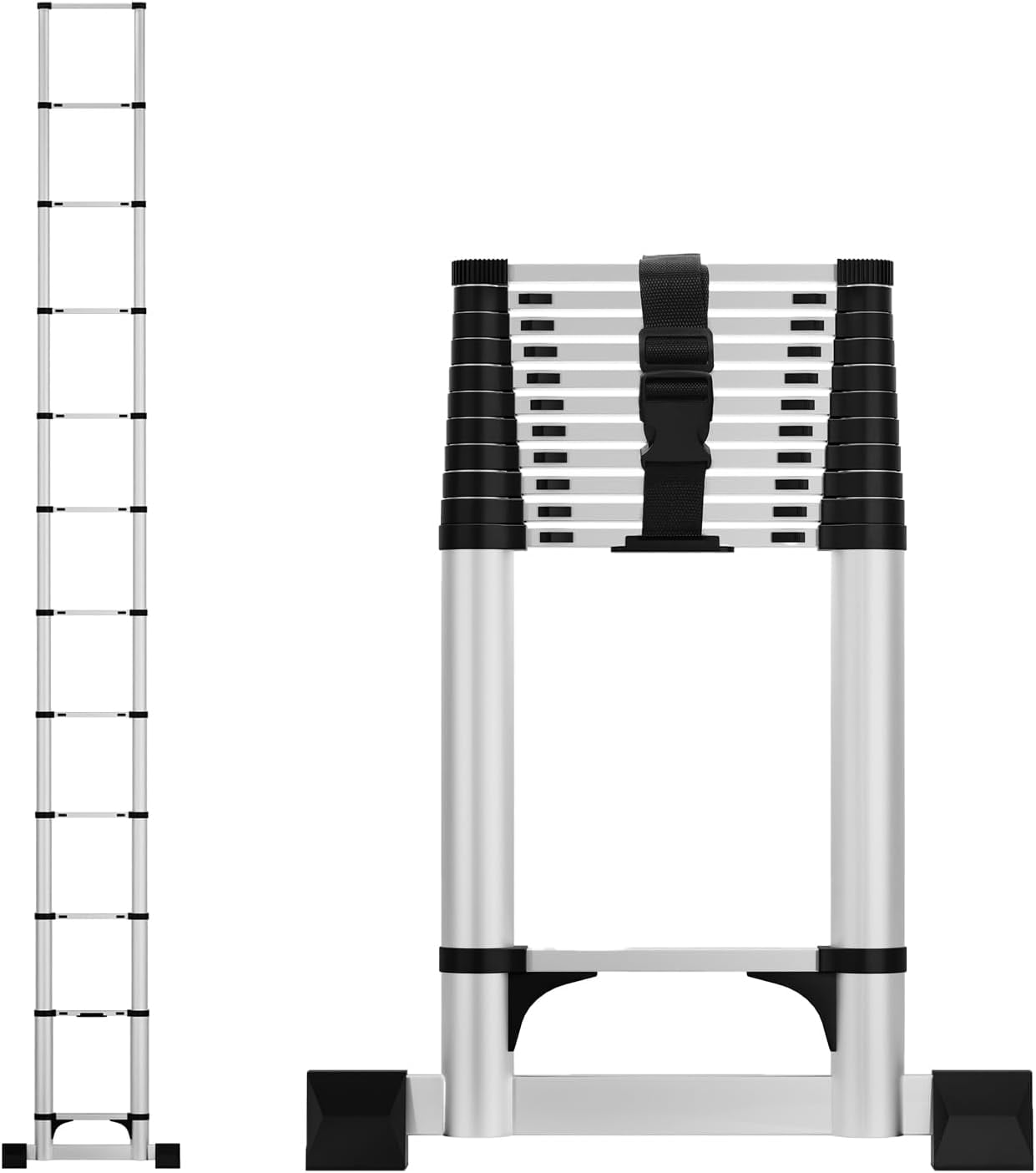 Telescoping Ladder, 12.5 Ft Aluminum Telescopic Ladder with Locking ...