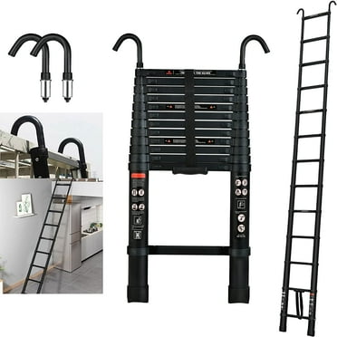Aluminum Telescoping Ladder - 8FT Extension, Collapsible with Locking ...