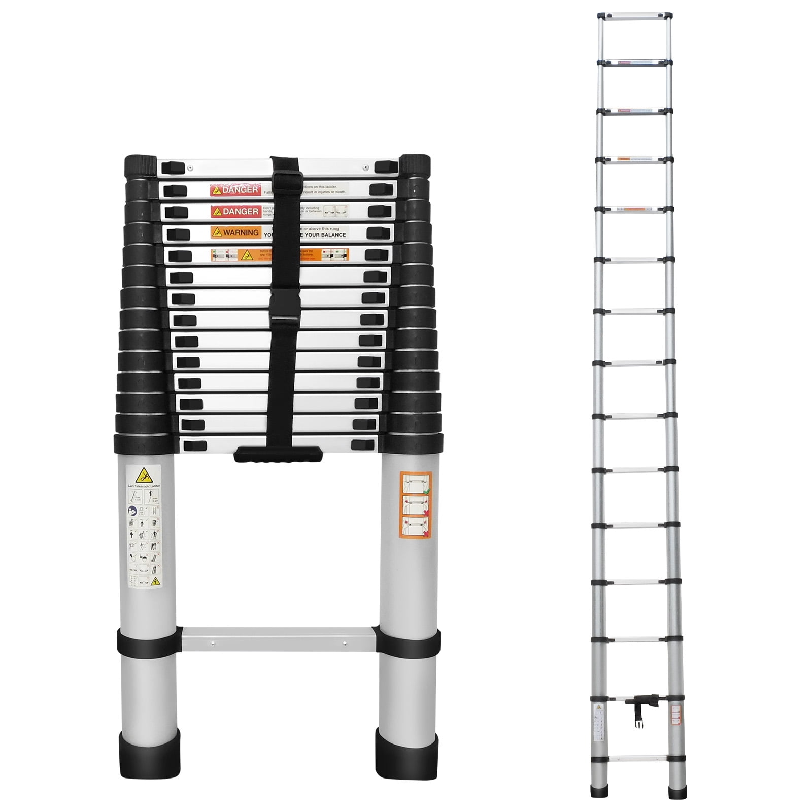 Telescoping Ladder 14.4ft Aluminum Folding Ladder 330lbs Max Load ...