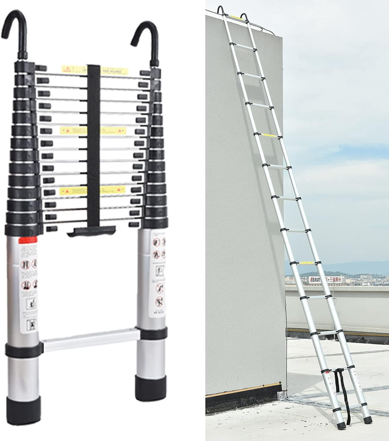 Telescoping Ladder 14.5FT/4.4M Aluminum Multi Telescopic Extension ...