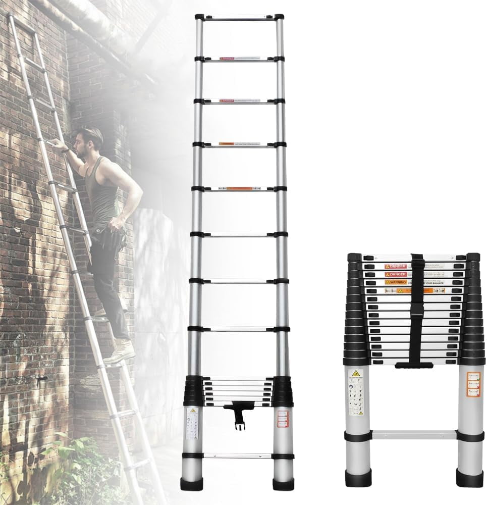 Telescoping Ladder 14.5FT Aluminum Telescoping Ladder with Non-Slip ...