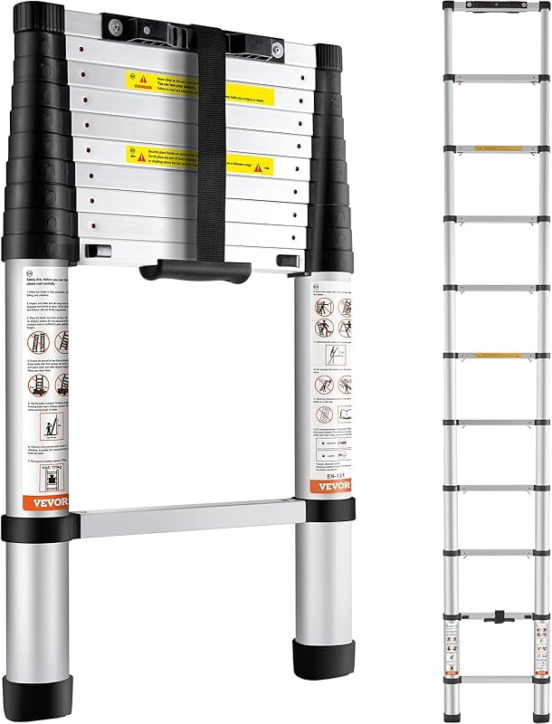 Telescoping Ladder, 15 FT Aluminum Collapsible Extension Ladder, 400 ...