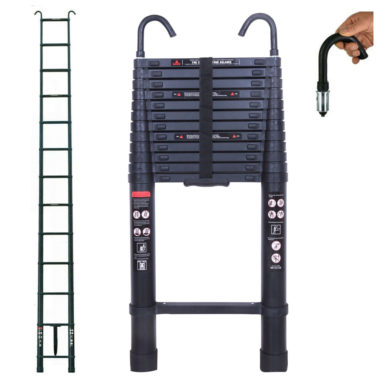 Telescoping Ladder 16.4ft Aluminum DIY Extendable Folding Ladder with 2 ...
