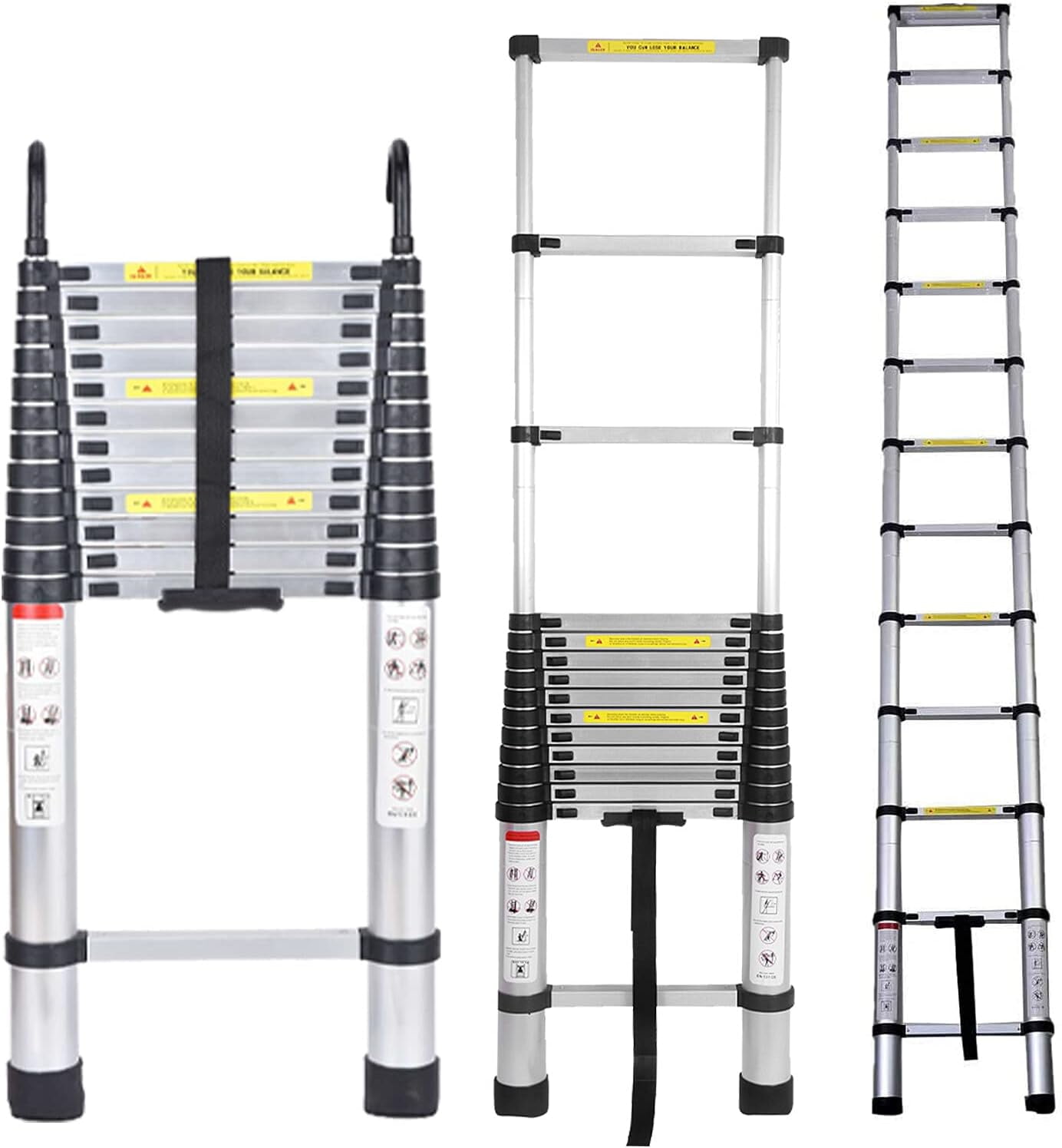 Telescoping Ladder 16.5FT Extension Ladder Telescopic Ladder Loft Attic ...