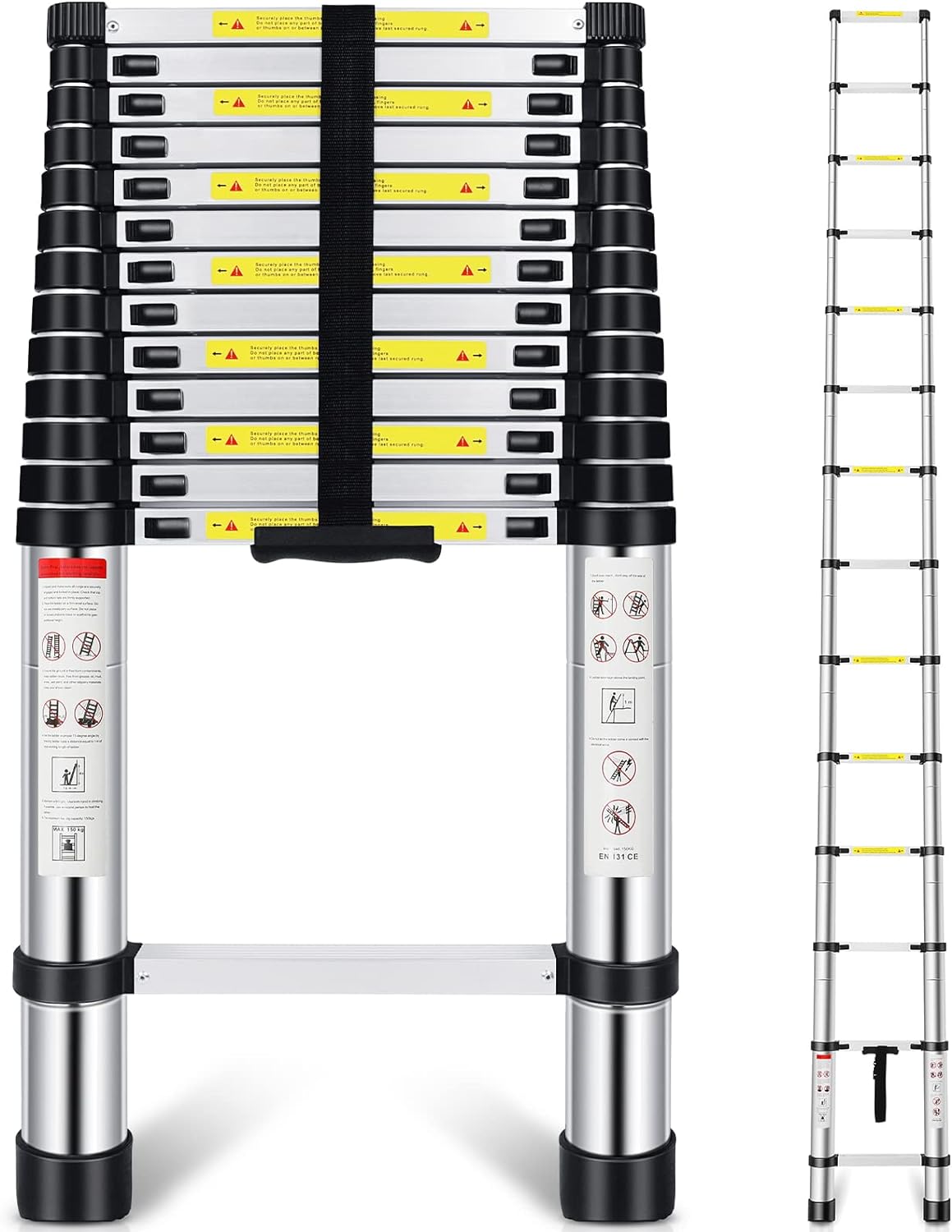 Telescoping Ladder 16.5FT, Telescopic Extension Ladder, Aluminum Alloy ...