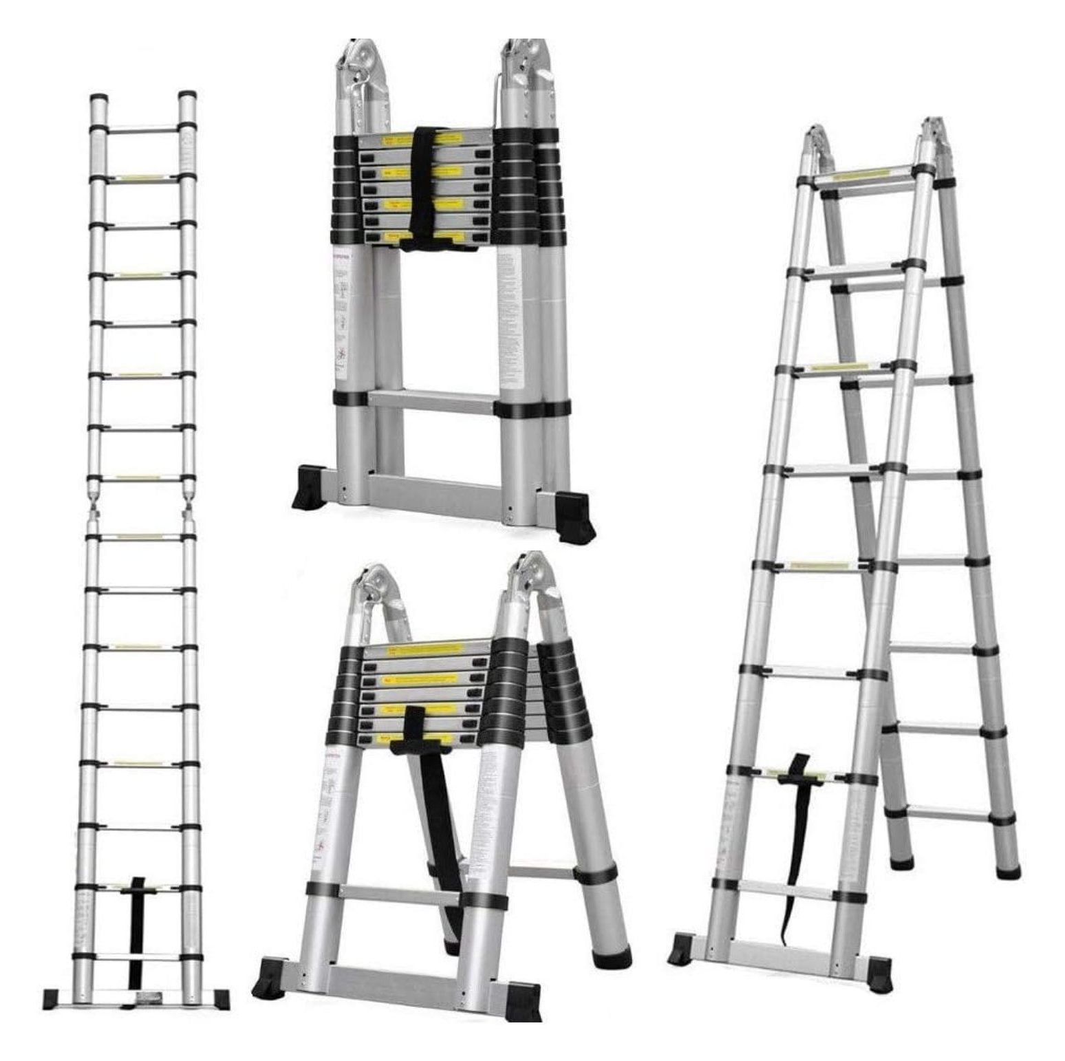 Telescoping Ladder 16.5ft Aluminum Collapsible Ladder, Quick Button ...