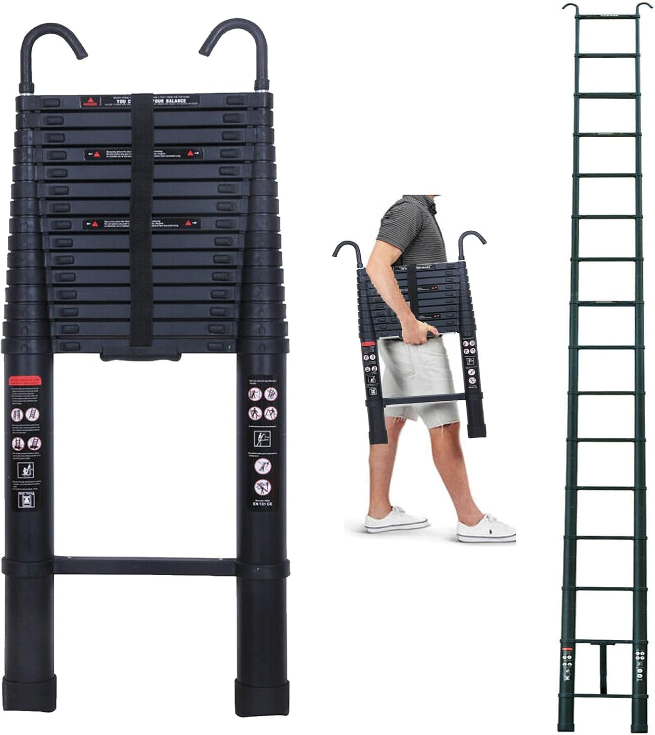 Telescoping Ladder, 16 FT Aluminum Extension Ladder Step Ladders Loft ...