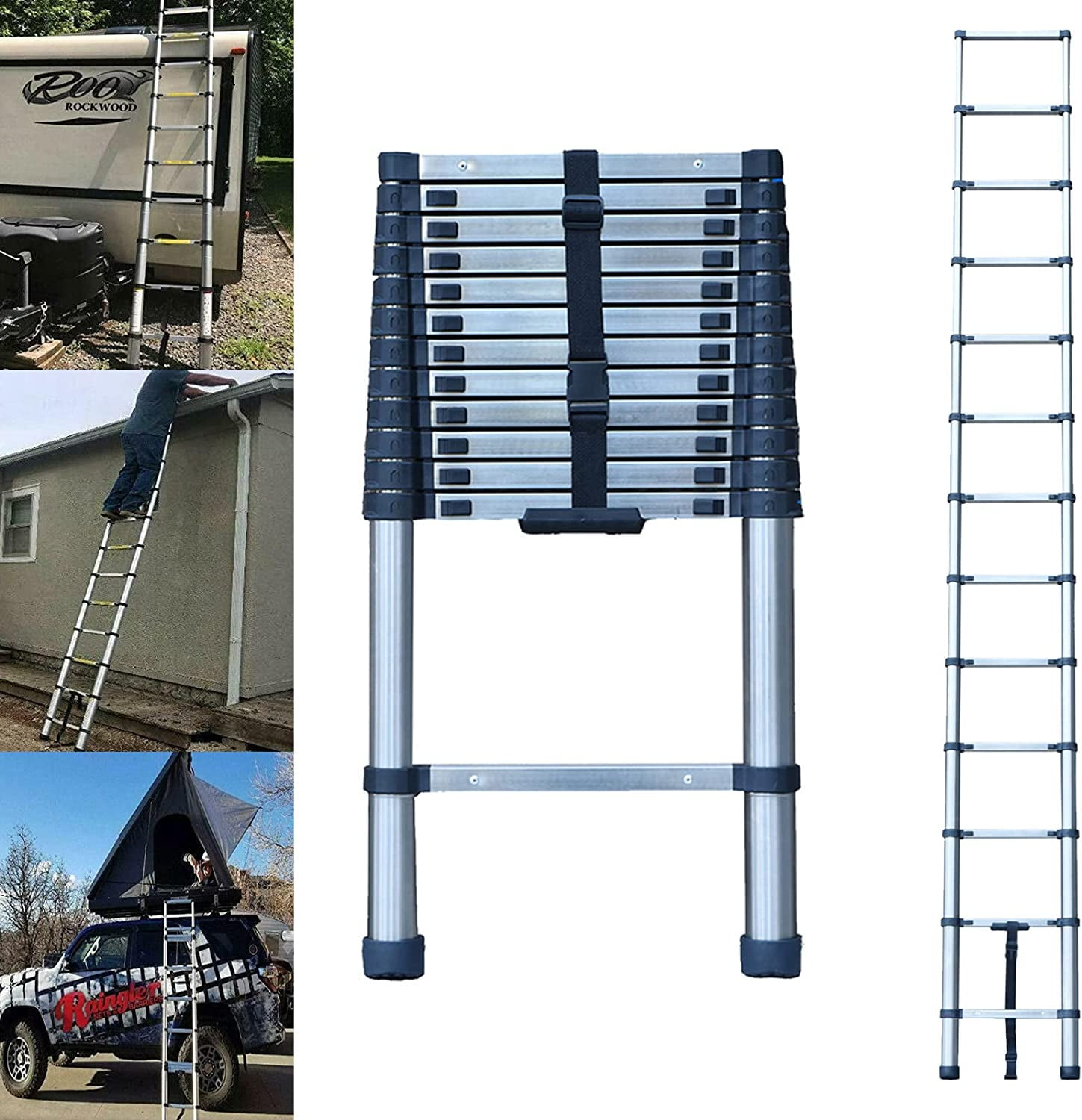 Telescoping Ladder, 16 FT Aluminum Extension Ladder Step Ladders Loft ...