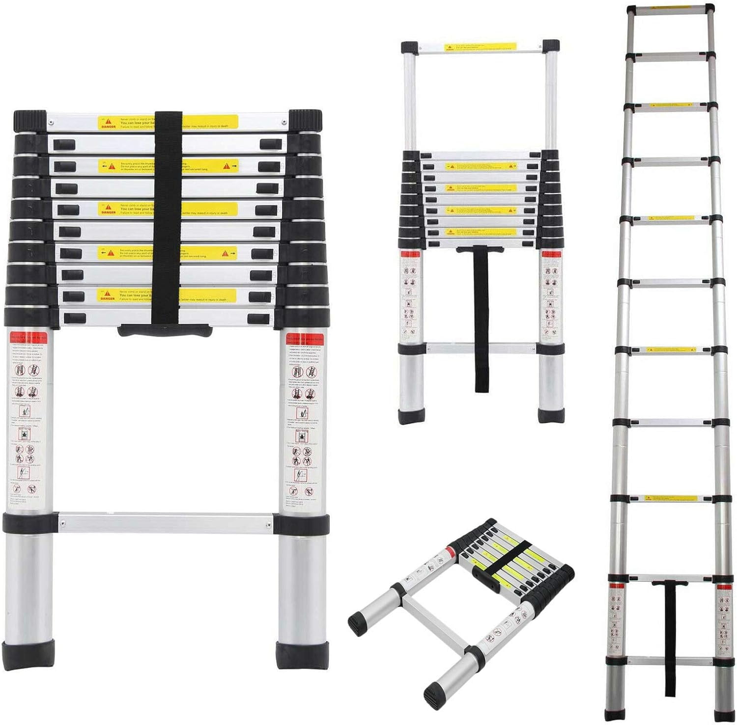 Telescoping Ladder, 16 FT Aluminum Extension Ladder Step Ladders Loft ...