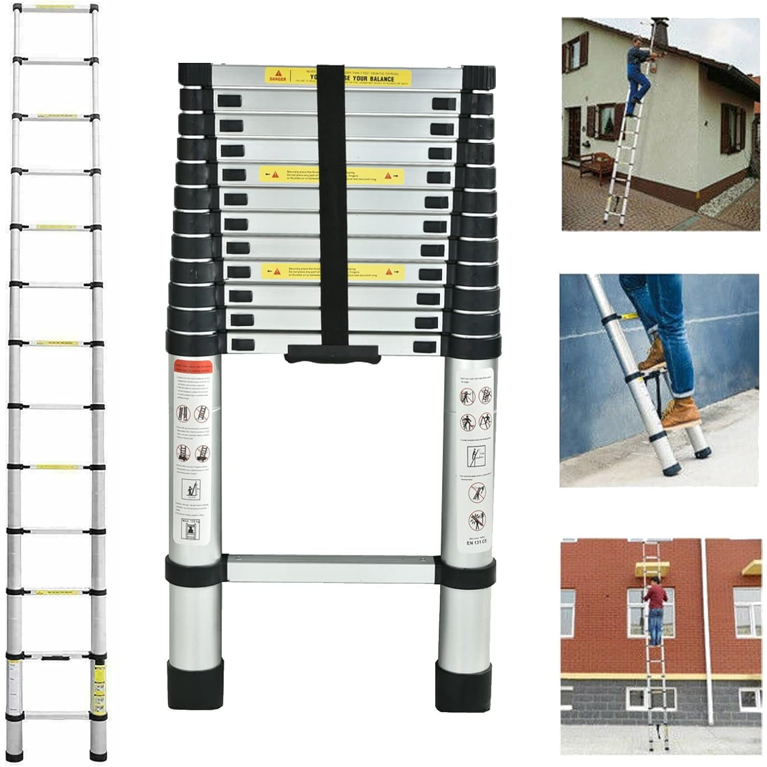 Telescoping Ladder, 16 FT Aluminum Extension Ladder Step Ladders Loft ... Telescoping Ladder, 16 FT Aluminum Extension Ladder Step Ladders Loft ...