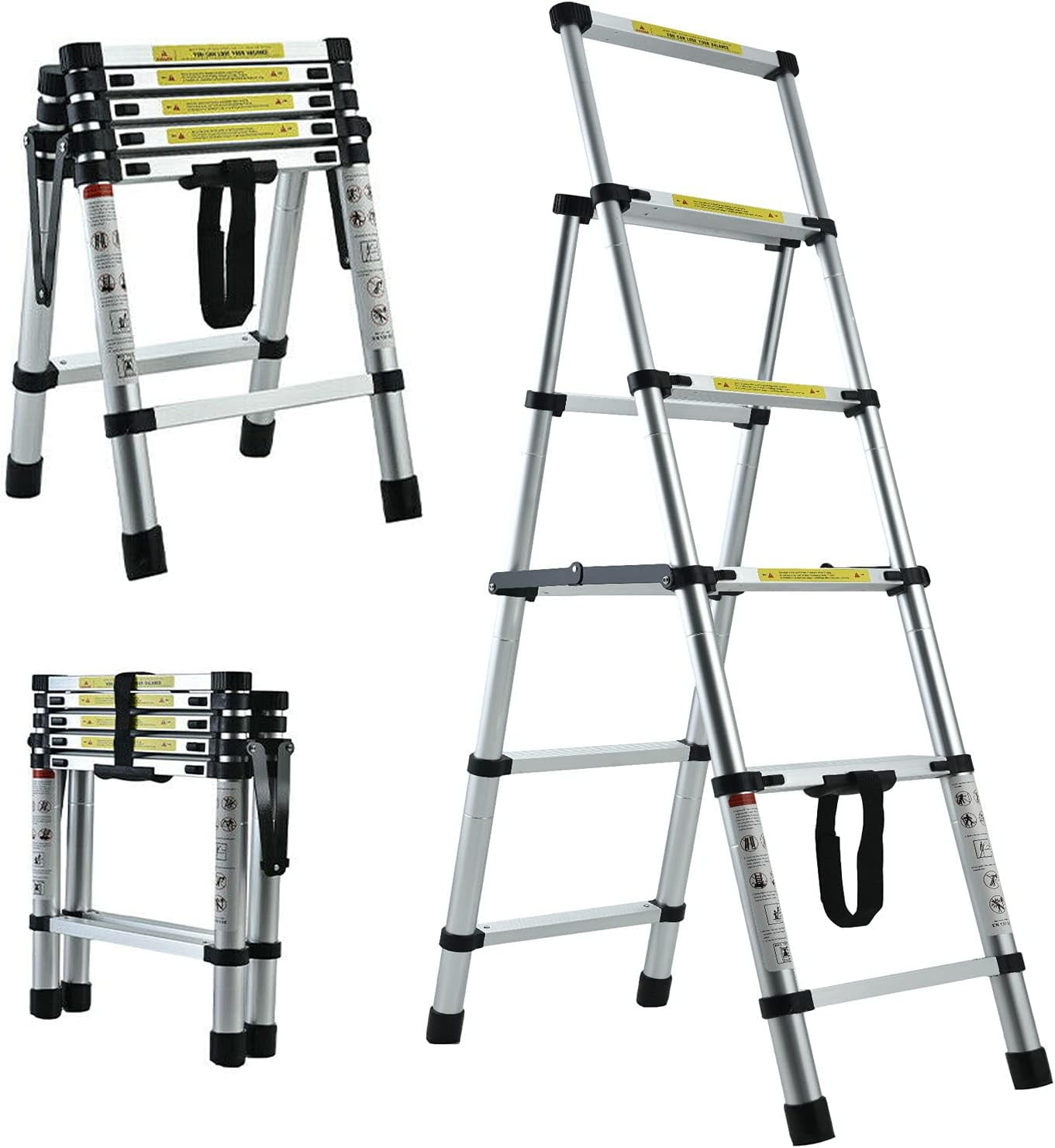 Telescoping Ladder, 16 FT Aluminum Extension Ladder Step Ladders Loft ...