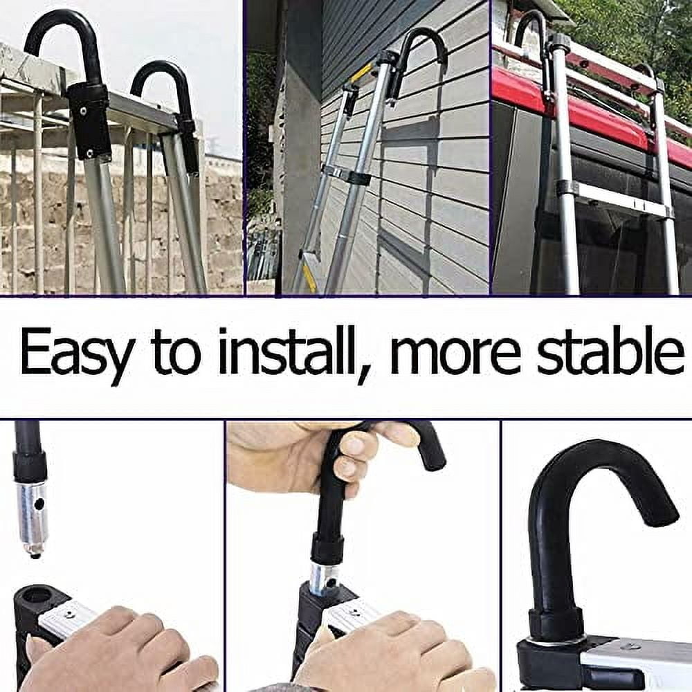Telescoping Ladder 16FT Ladder with Roof Ladder Hooks, Aluminum ...