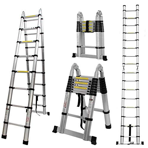 Telescoping Ladder 16ft Extension Ladder A-Frame Ladders for Home with ... Telescoping Ladder 16ft Extension Ladder A-Frame Ladders for Home with ...