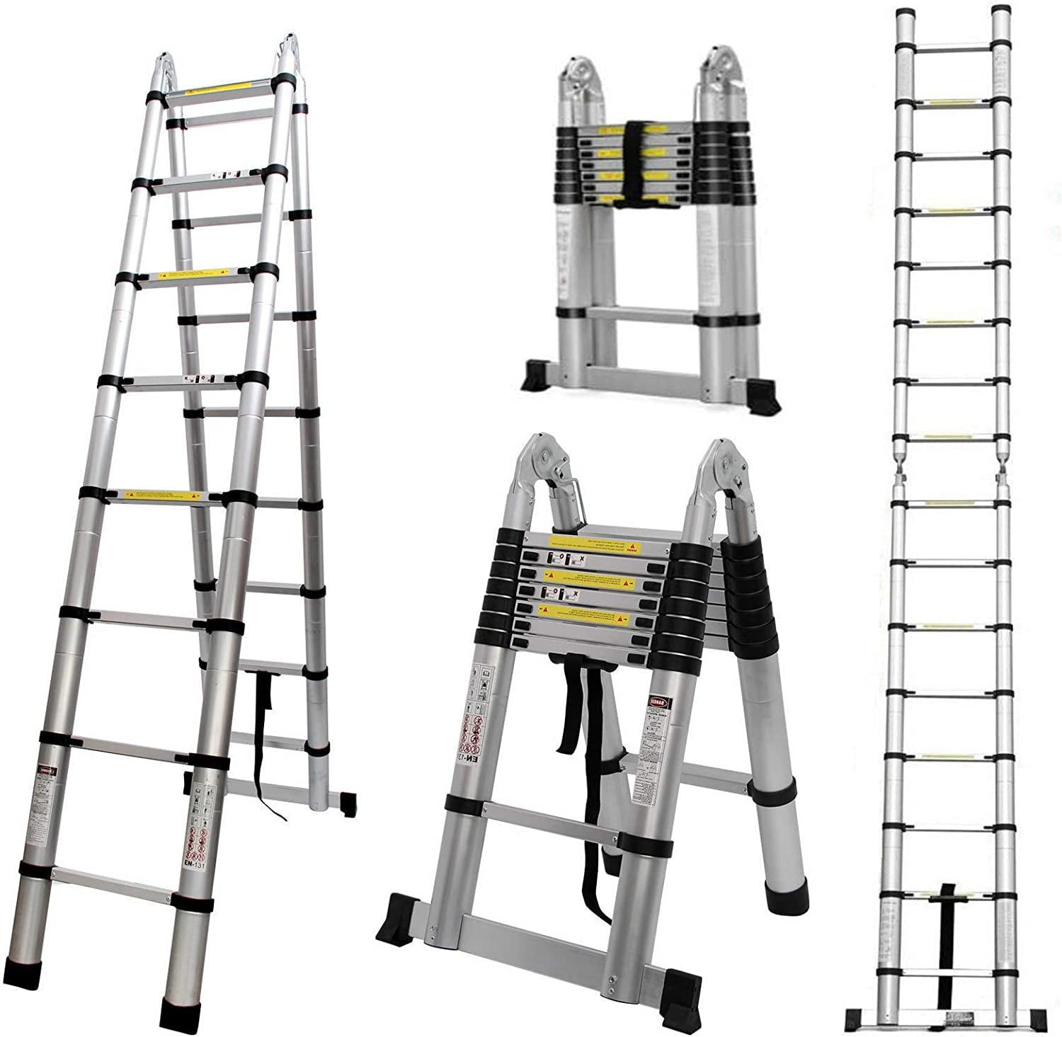 Telescoping Ladder 16ft Extension Ladder A-Frame Ladders for Home with ...