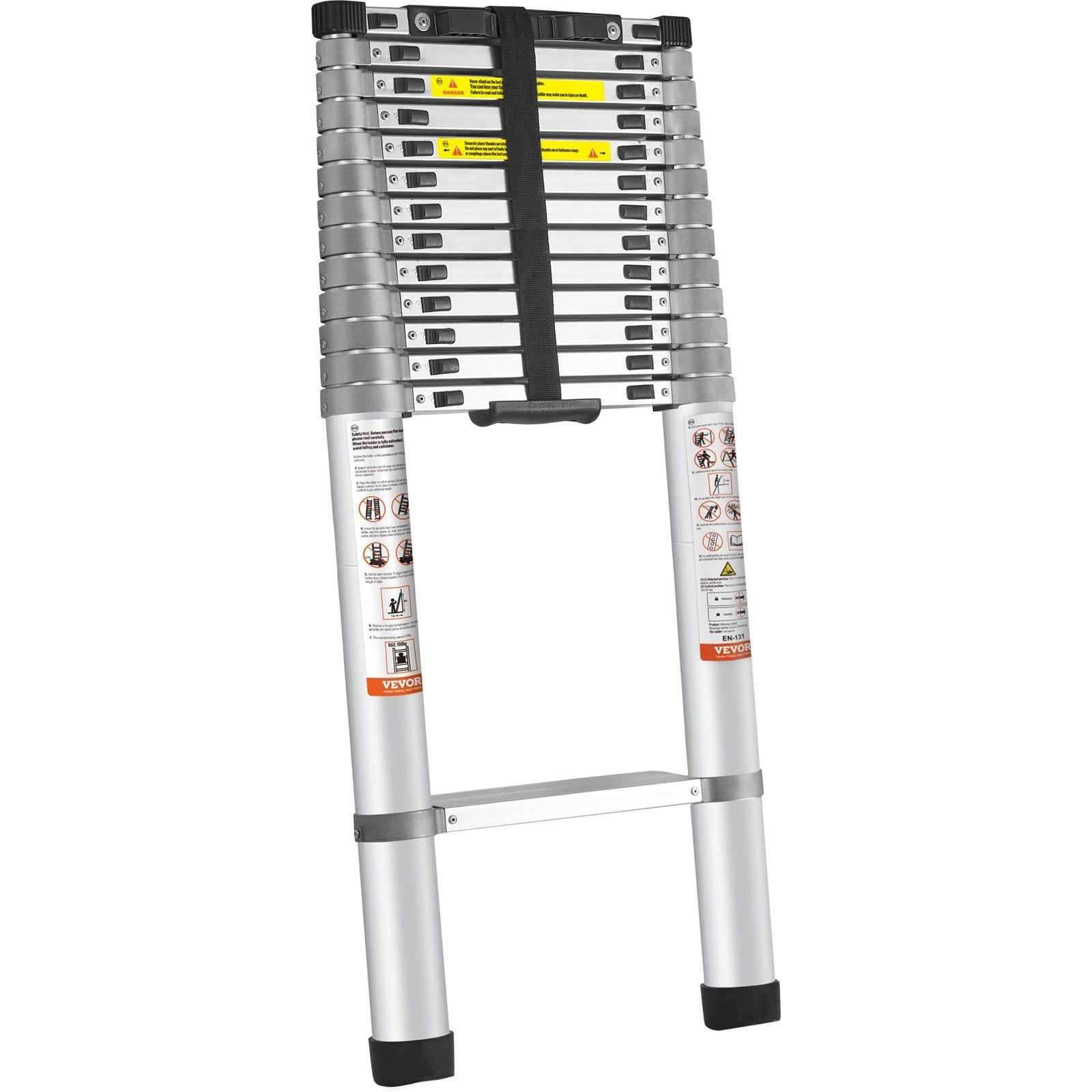 Telescoping Ladder, 18.5 FT Aluminum One-button Retraction Collapsible ...