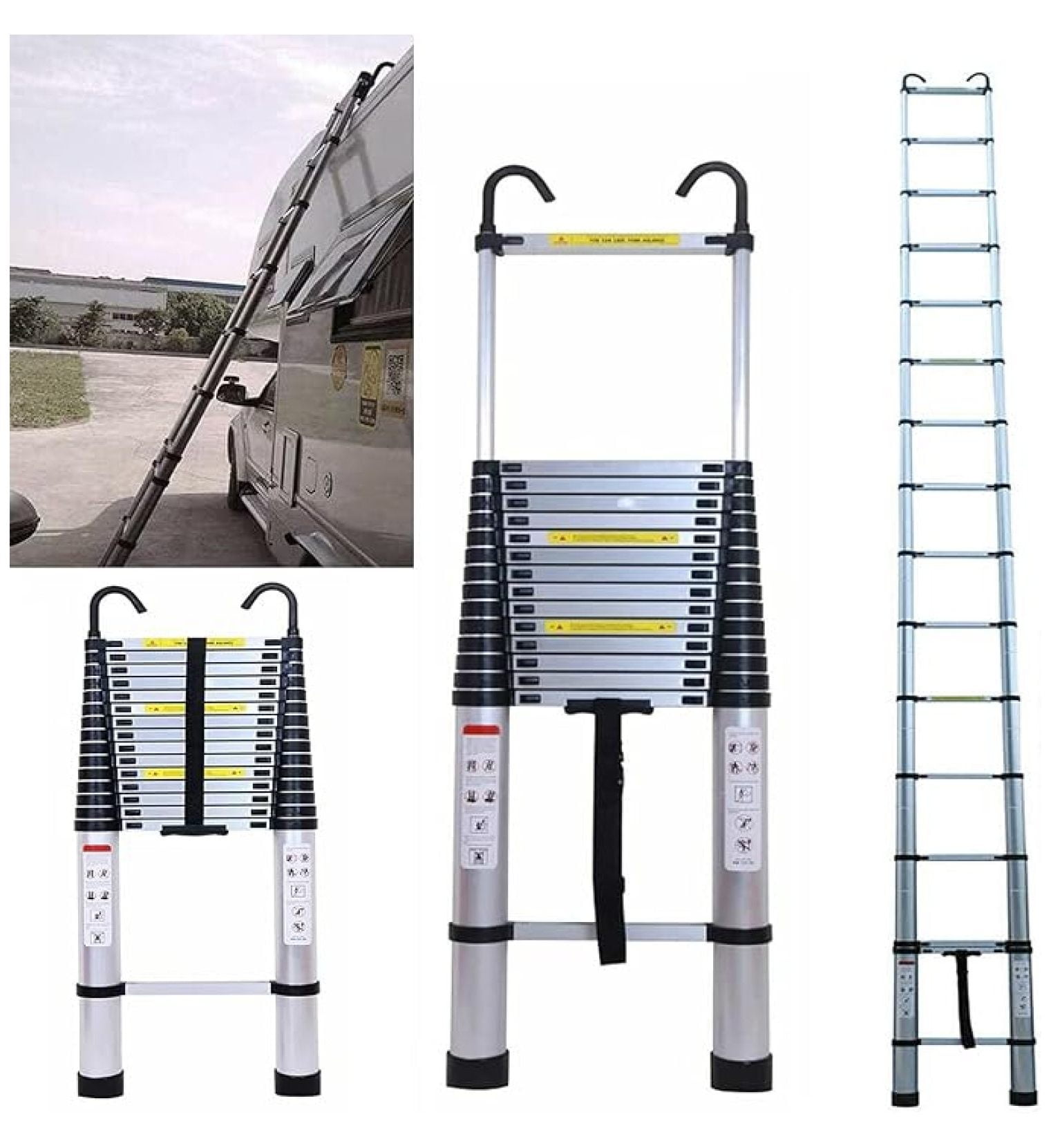 Telescoping Ladder 20FT Extension Ladder with 2 Detachable Aluminum ...