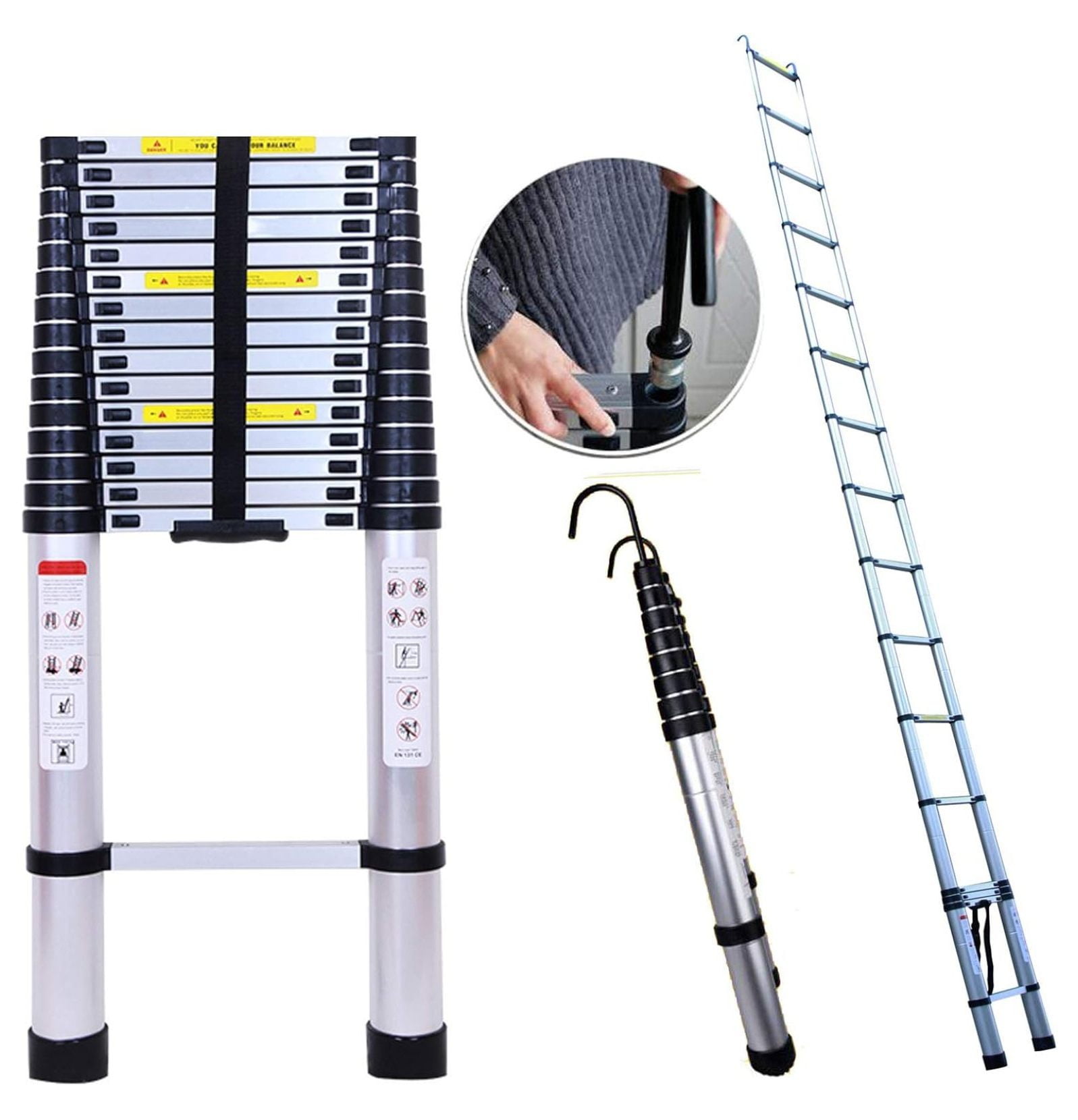 Telescoping Ladder 20ft 6.2M Aluminum DIY Extension Folding Loft Ladder ...