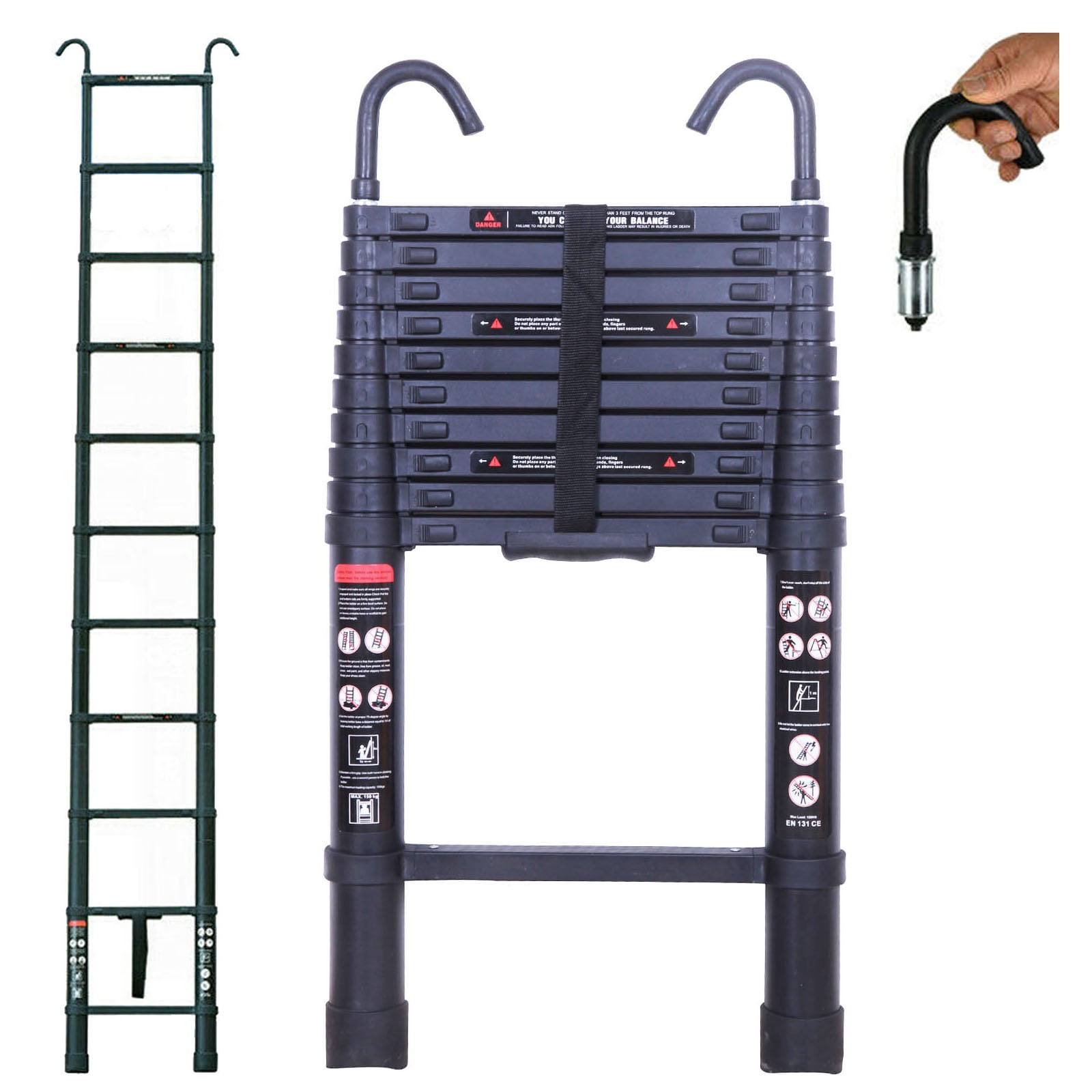 Telescoping Ladder 3.2m 10.5ft Aluminum DIY Extendable Folding Ladder ...