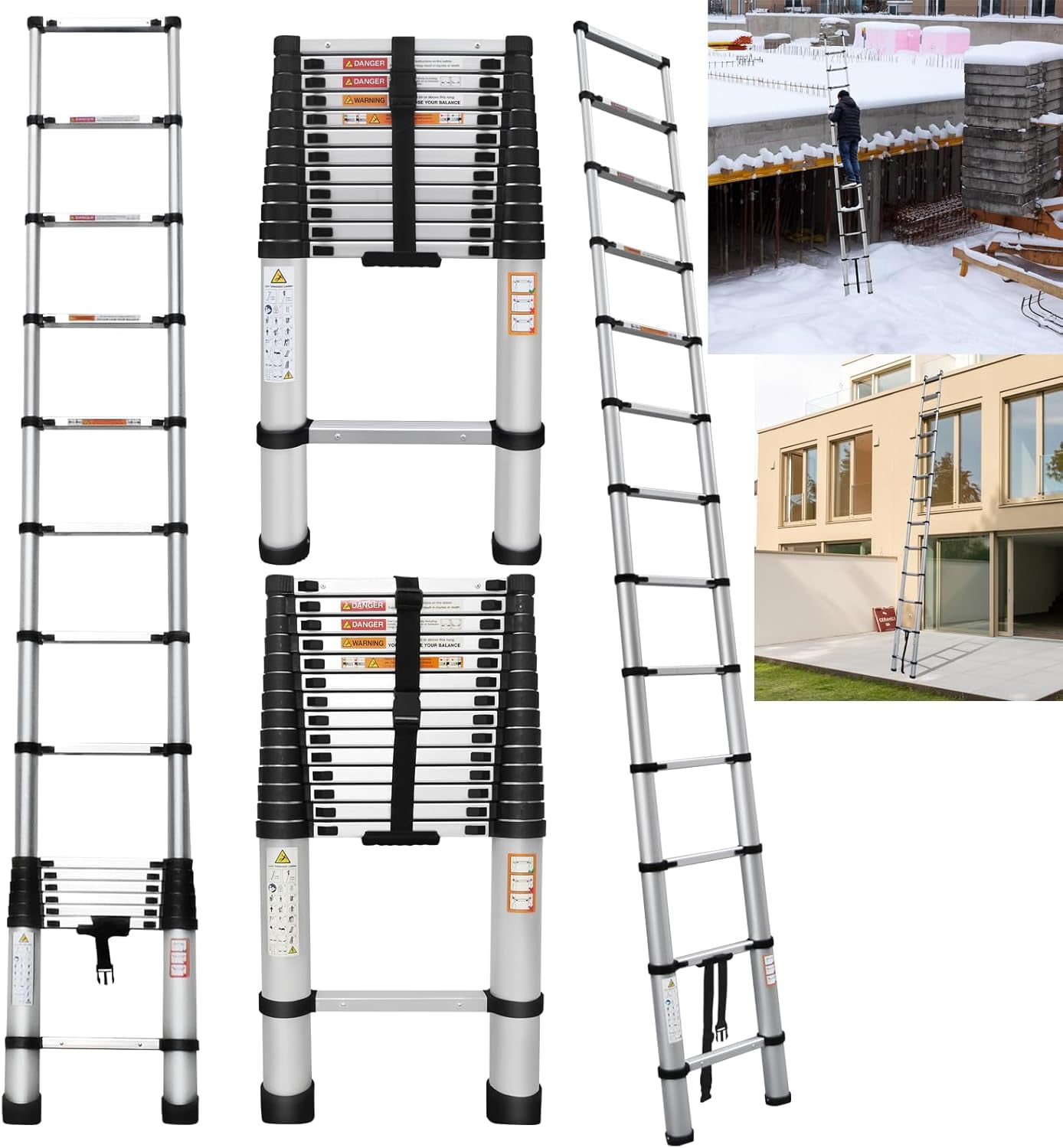 Telescoping Ladder 5M/16.4FT Extension Ladder, Roof Ladder Portable ...