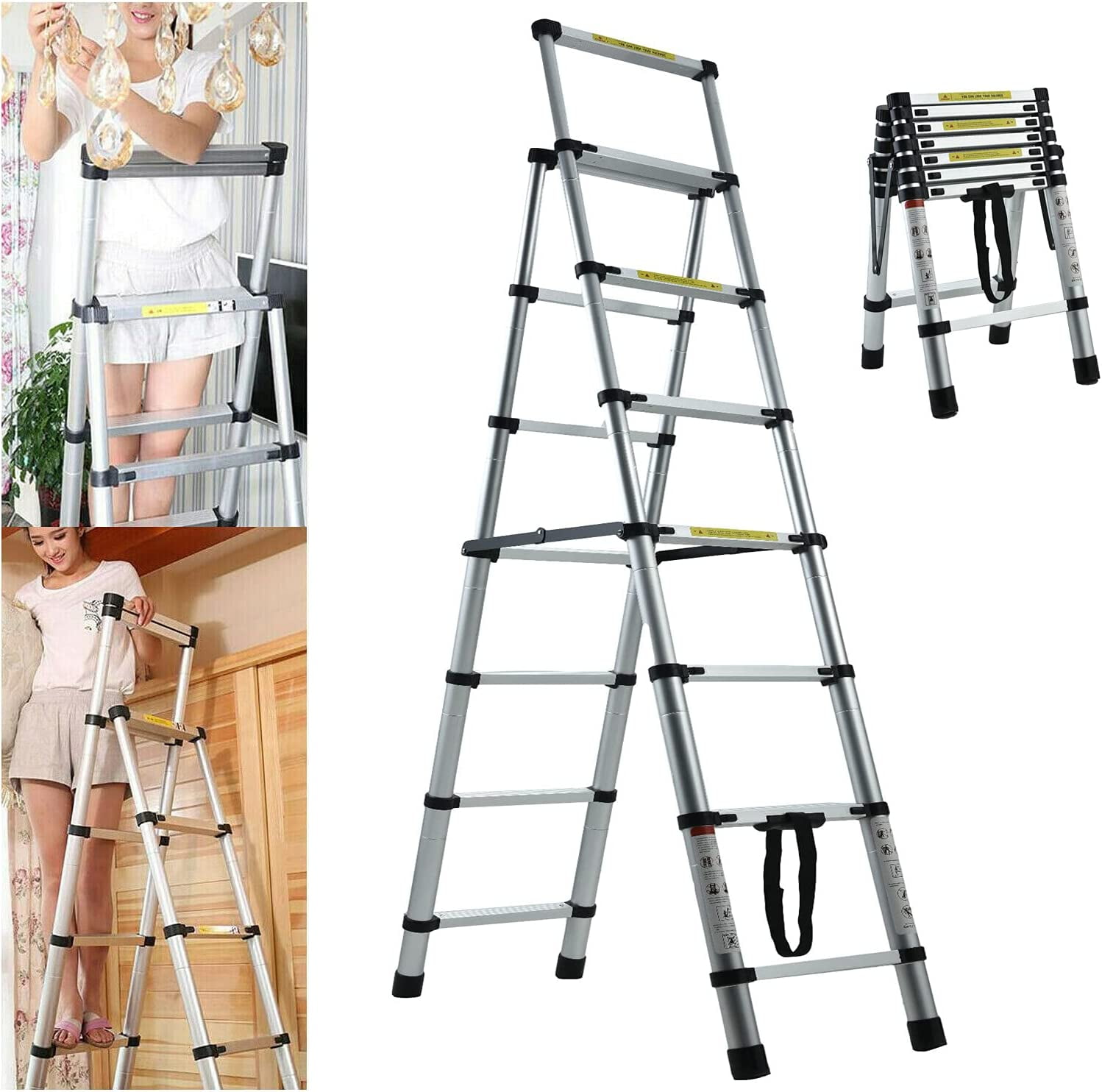 Telescoping Ladder 6+7 StepExtension Ladder Aluminum Ladder Folding ...