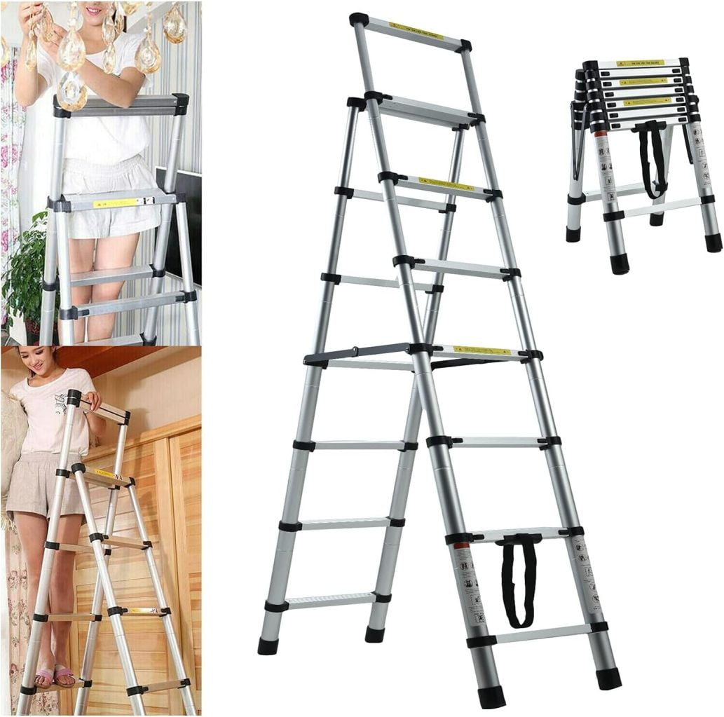 Telescoping Ladder 6+7 Step Extension Ladder Aluminum Ladder Folding ...