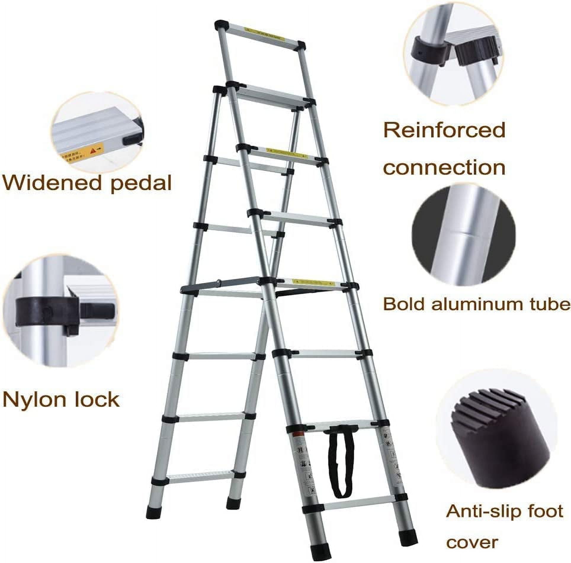 Telescoping Ladder 7.5ft, A-Frame Extension Lightweight 6+7 Step ...