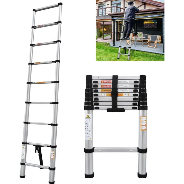Telescoping Ladder 8.5FT Aluminum, Telescoping Attic Ladder RV Ladders ...