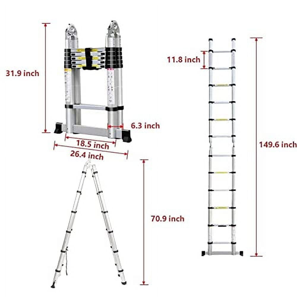 Telescoping Ladder A-Frame 2 in 1 Extension Ladder for Home, 6 FT ...