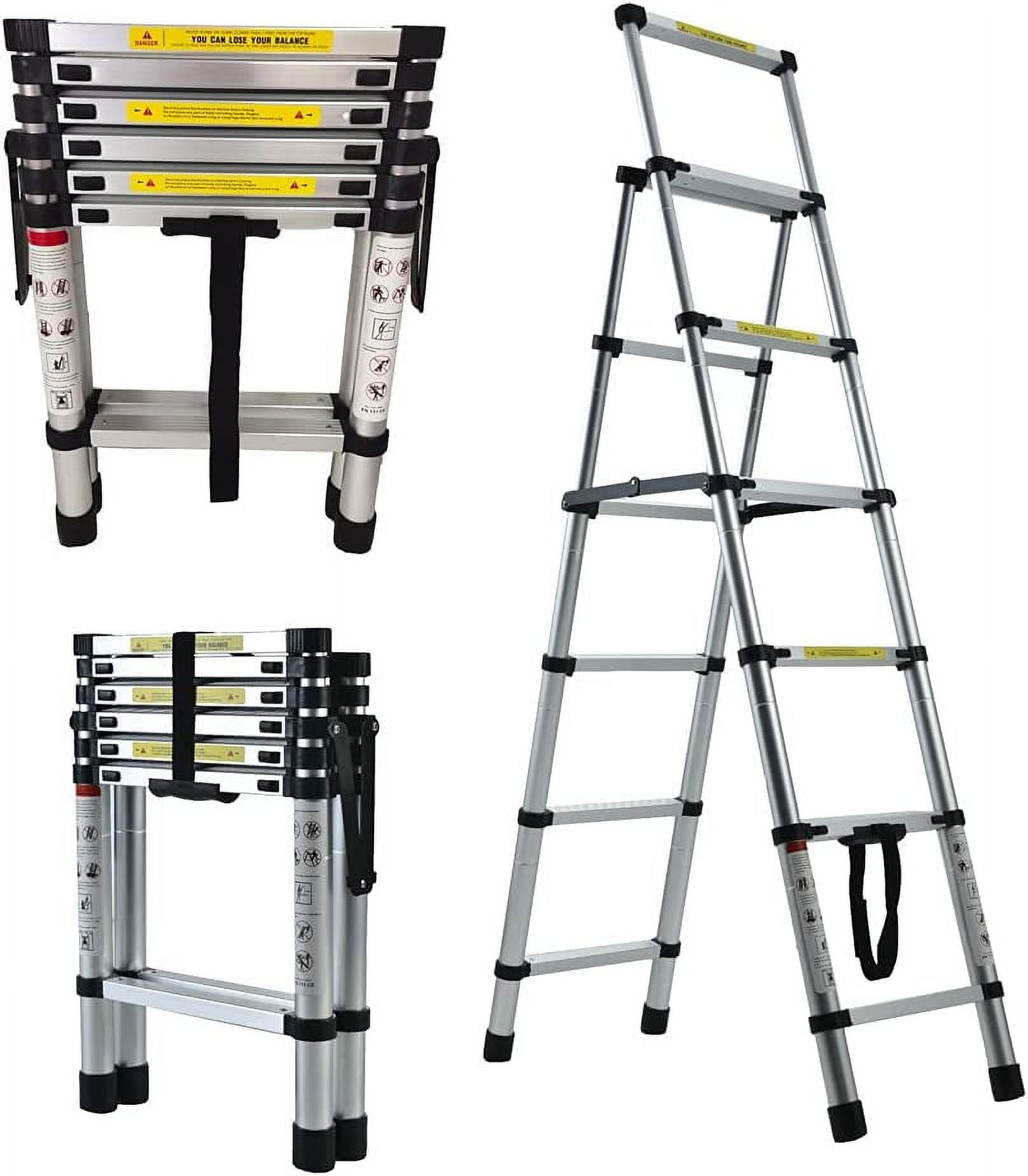 Telescoping Ladder Aluminum Extension Step Ladder Folding Telescopic ...