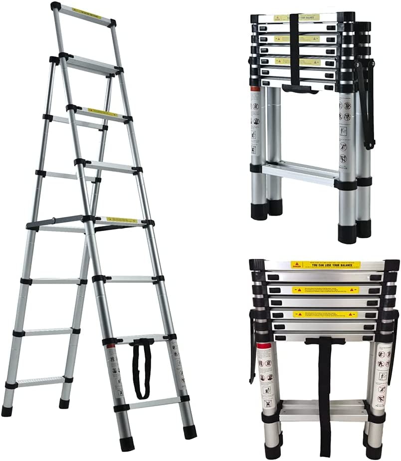 Telescoping Ladder Aluminum Extension Step Ladder Folding Telescopic ...