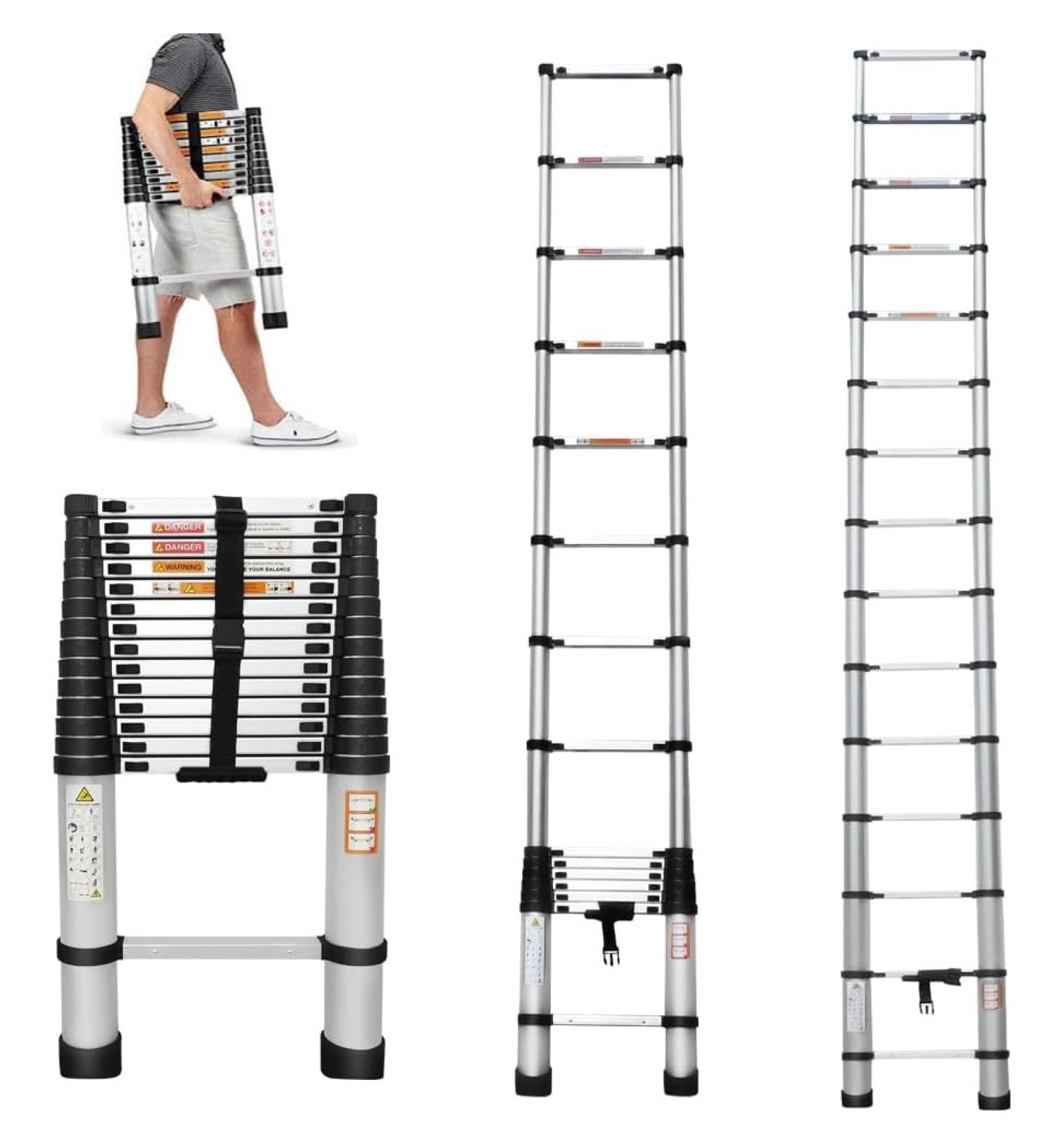 Telescoping Ladder,Aluminum Lightweight Extension Ladder,330lbs Max ...