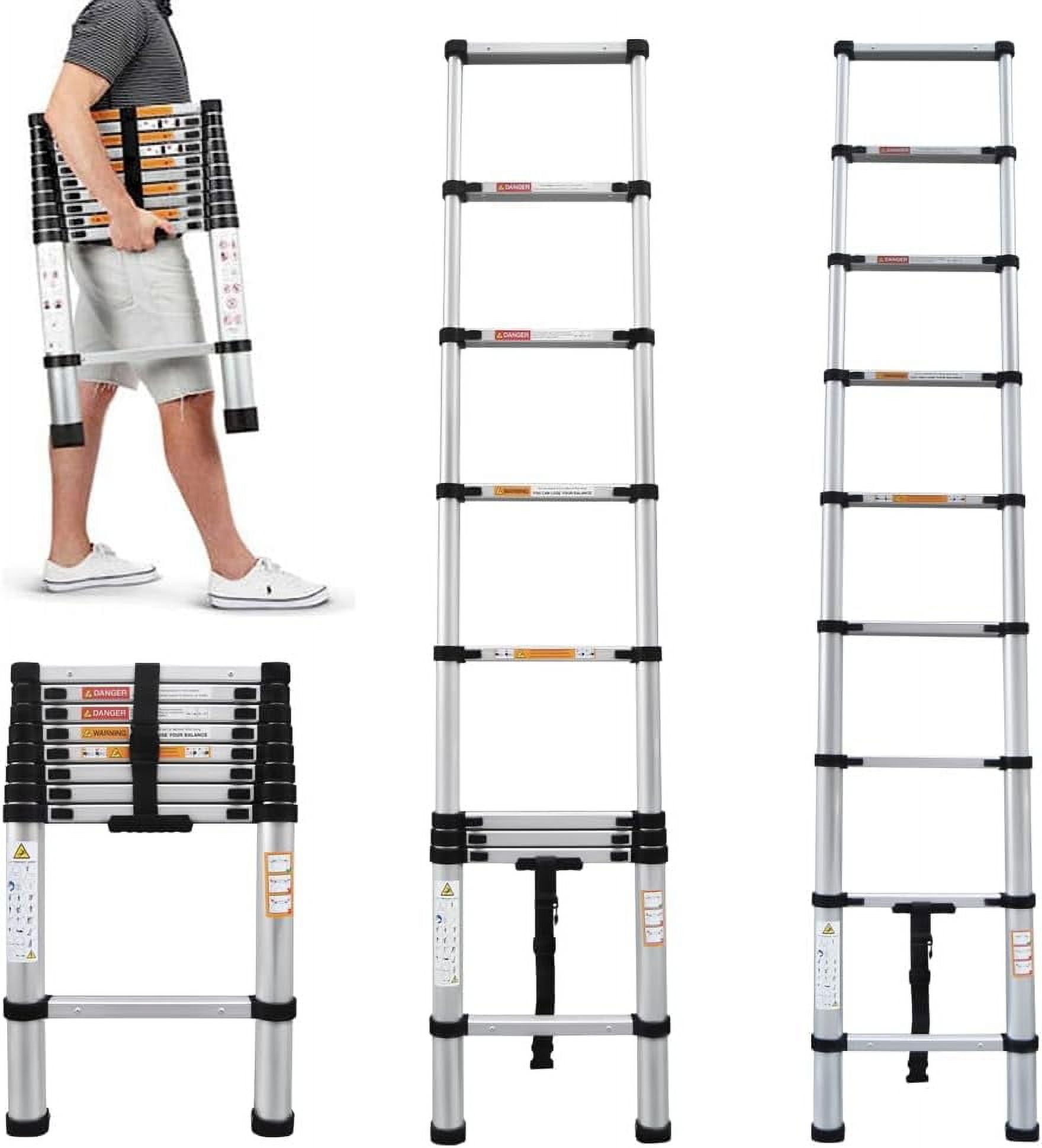Telescoping Ladder,Aluminum Lightweight Extension Ladder,330lbs Max ...
