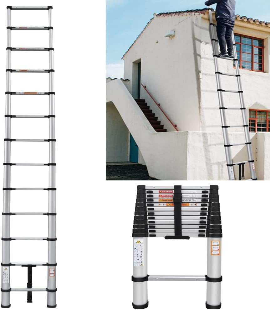 Telescoping Ladder,Aluminum Lightweight Extension Ladder,330lbs Max ...