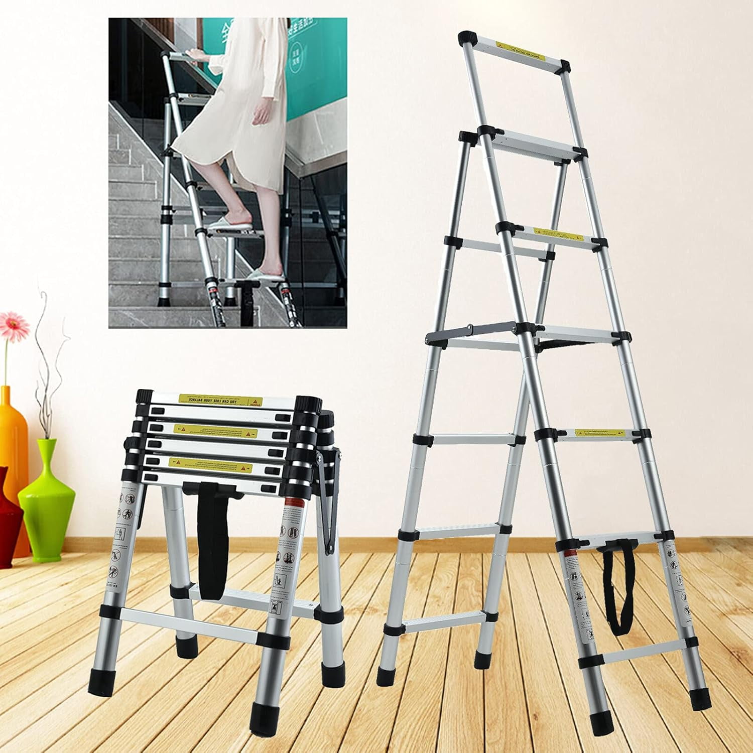 Telescoping Ladder Aluminum Telescopic Extension Ladder Extendable ...