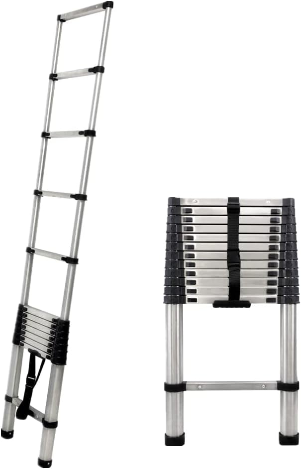 Telescoping Ladder Folding Step Ladder Multi-Purpose Stainless Steel 12 ...