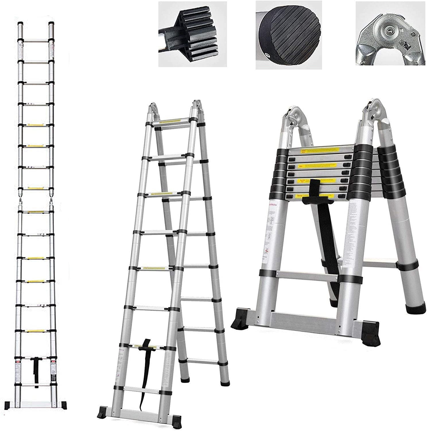 Telescoping Ladder A Frame 8FT/2.5M Straight Ladders 16.5ft Folding ...