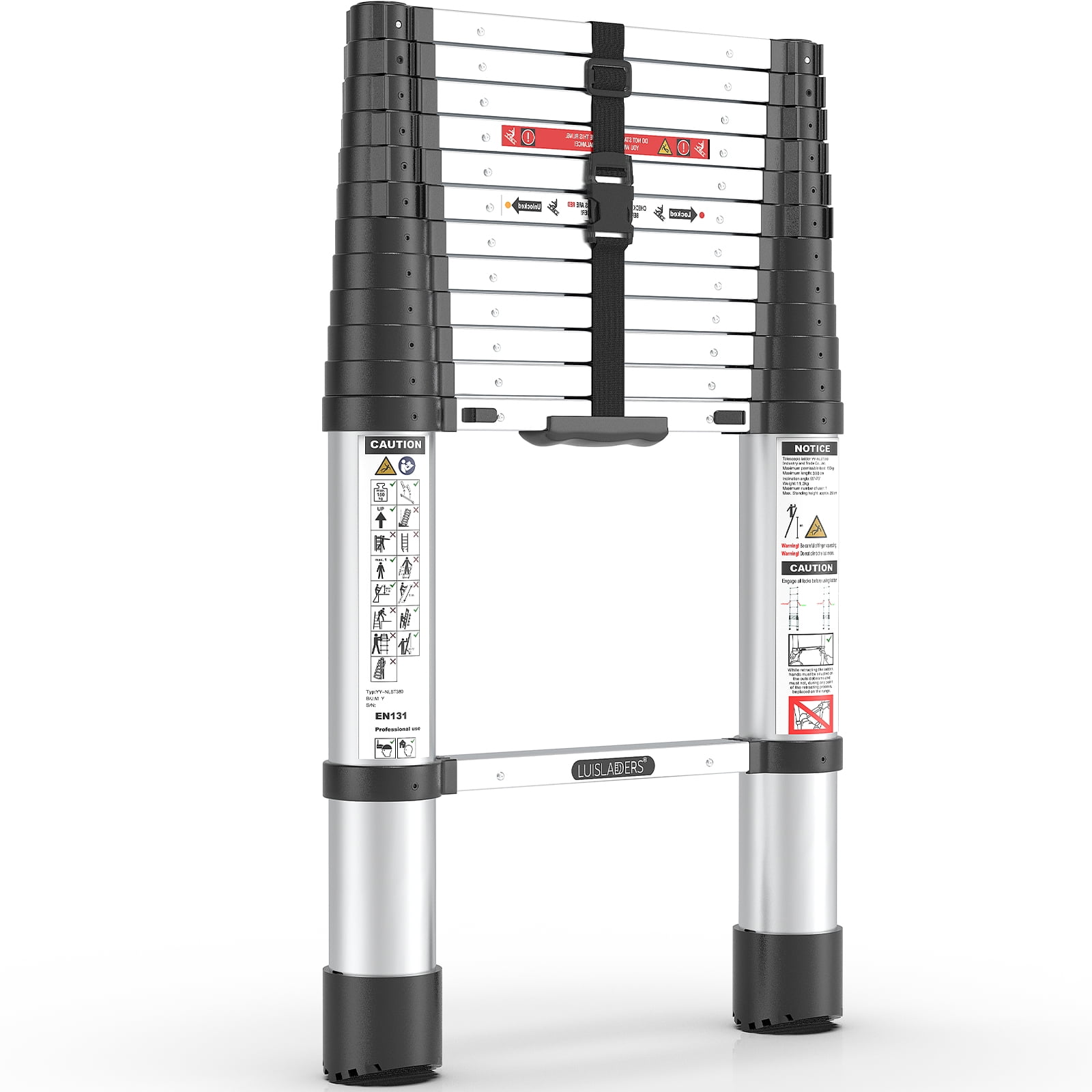 Telescoping Ladder, LUISLADDERS 12.5ft Aluminum Lightweight Extension ...