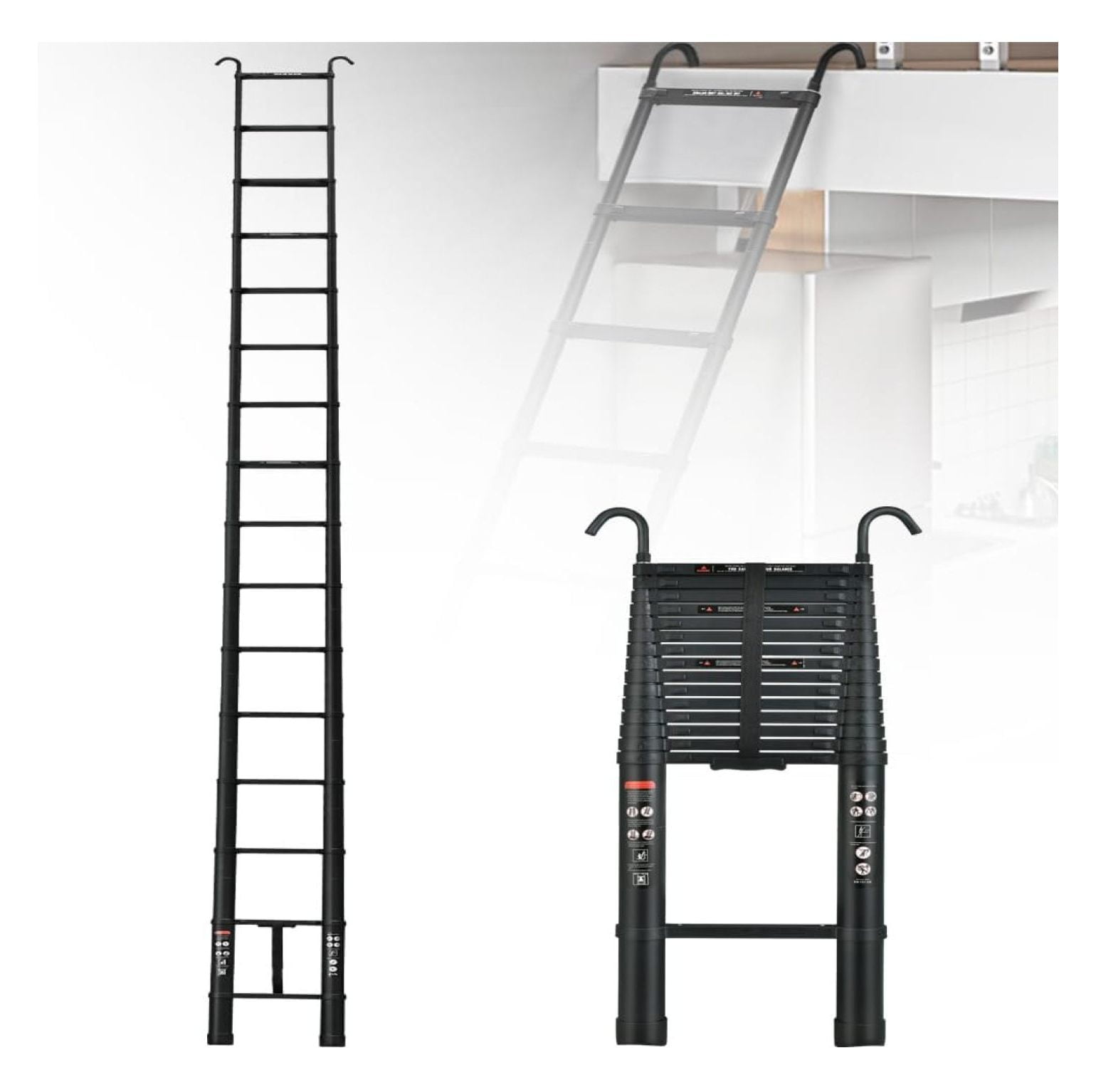 Telescoping Ladder Portable Extension Ladder 20 FT with 2 Detachable ...