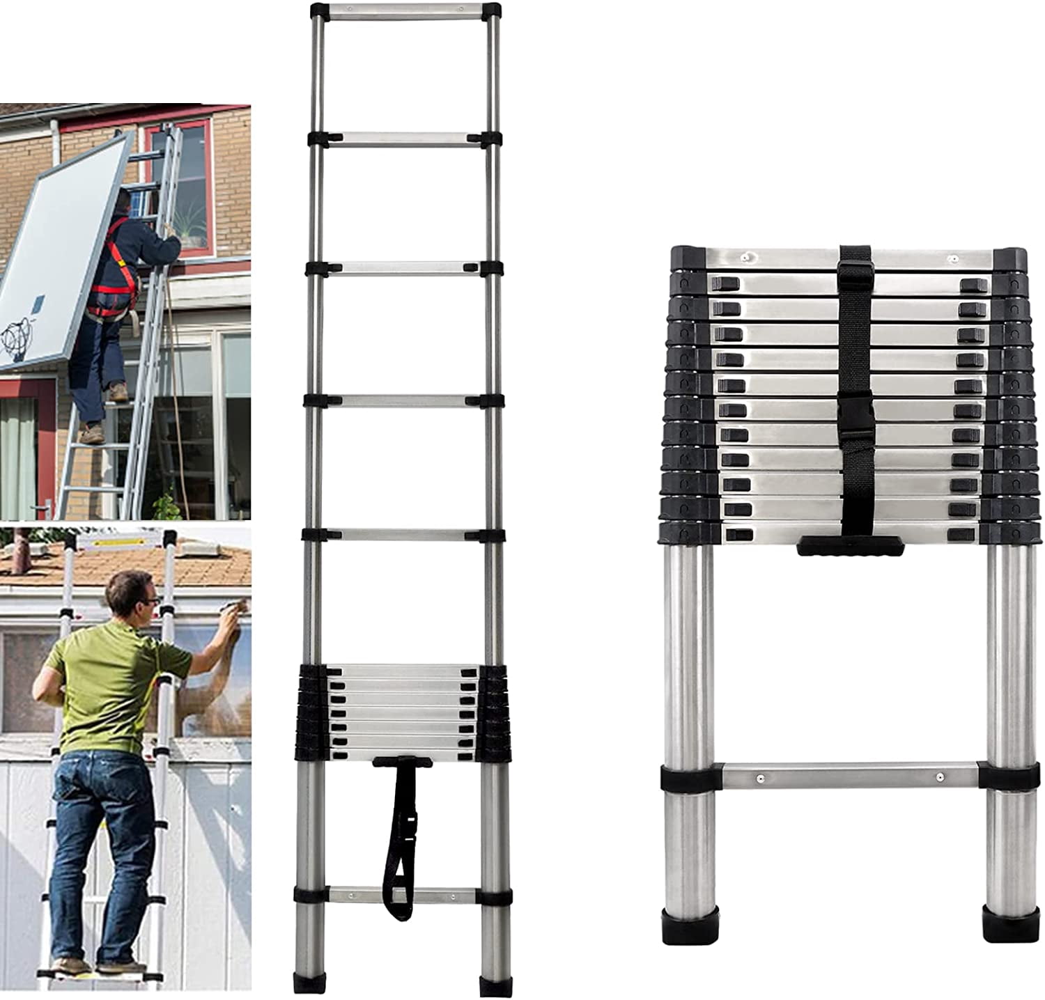 Telescoping Ladder, Portable Telescopic Extension 3.8M Tall Multi ...