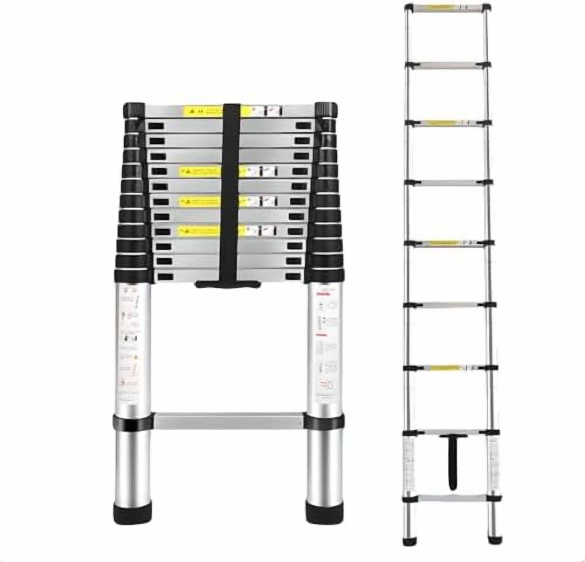 Telescoping Ladder Stainless-Steel Lightweight Portable Ladder Multi ...