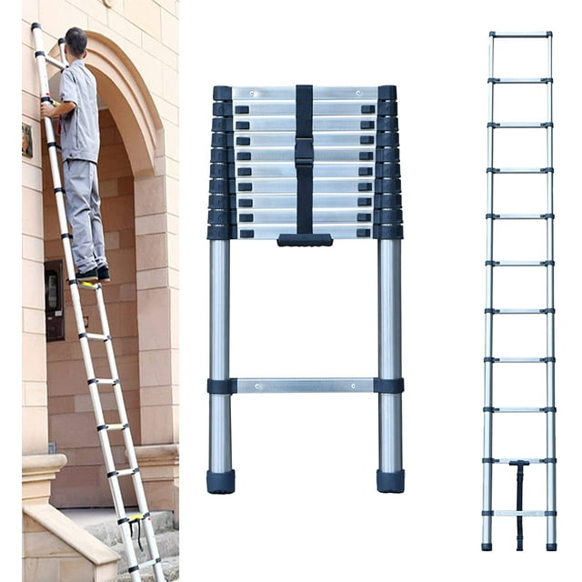 Telescoping Ladder Telescopic Extension Ladders 10 FT Stainless Steel ...