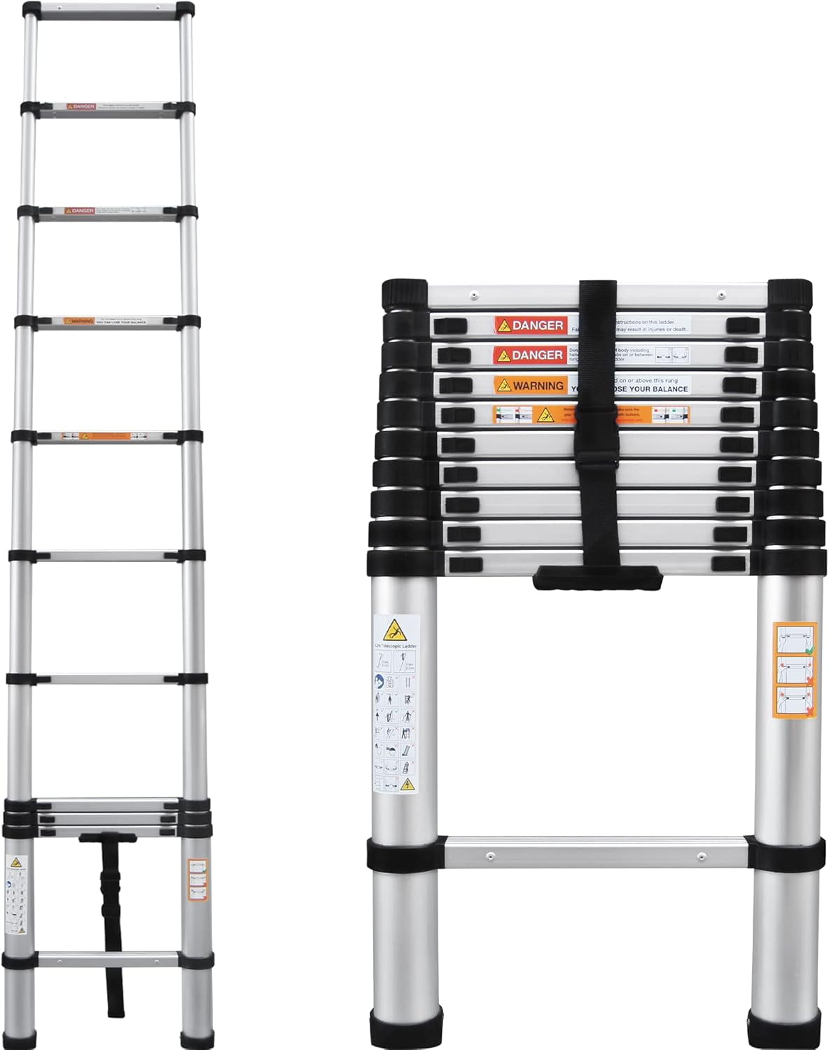 Telescoping Ladders, EN131 Standards Multi-Purpose Folding Aluminum ...