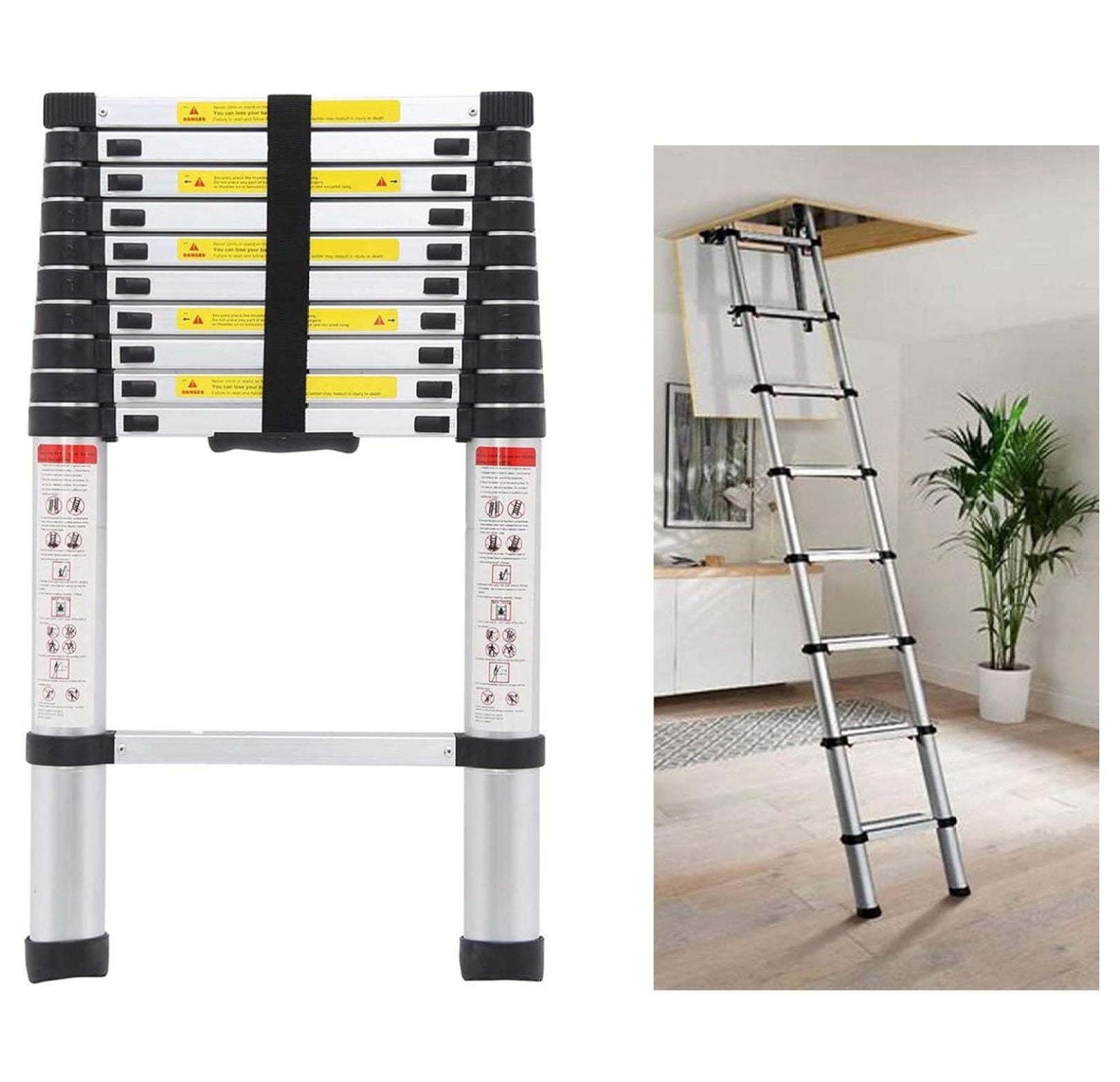 Telescoping Loft Ladder Extension Ladders 10.5ft 330lbs Max Load for ...