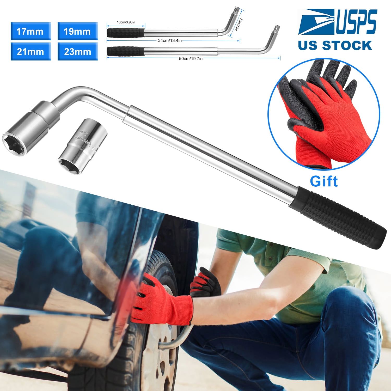 Telescoping Lug Wrench Spanner, Moclever Extendable Tire Wheel Nut ...