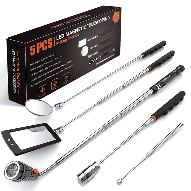 Telescoping Magnetic Tool Set with Flashlight & Mirror - Gift for ...
