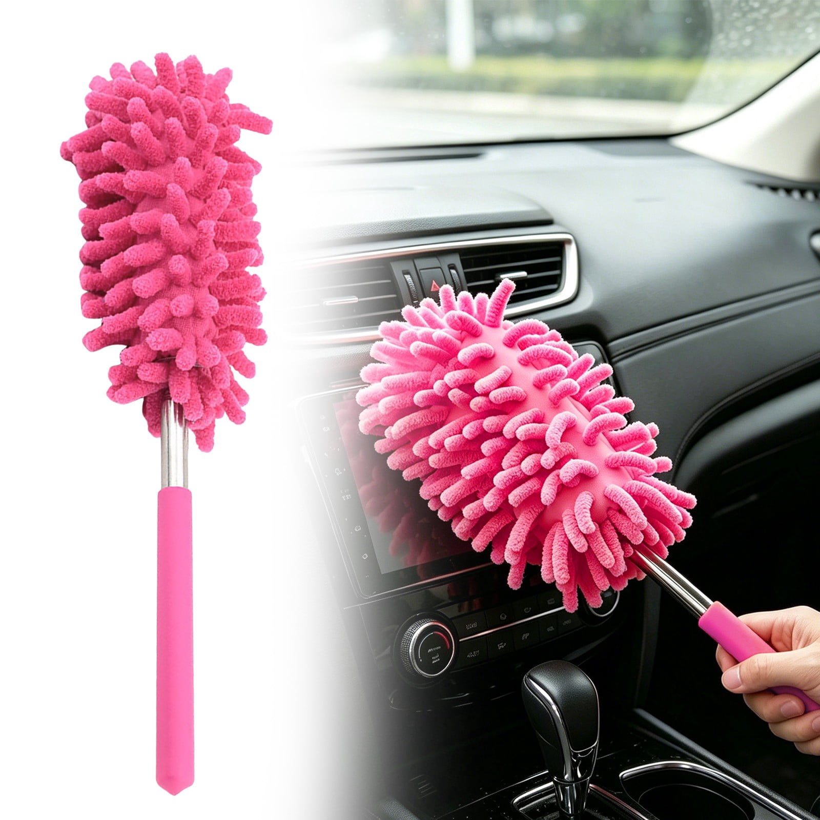 Telescoping Microfiber Duster, Retractable Long-Reach Cleaning Brush ...