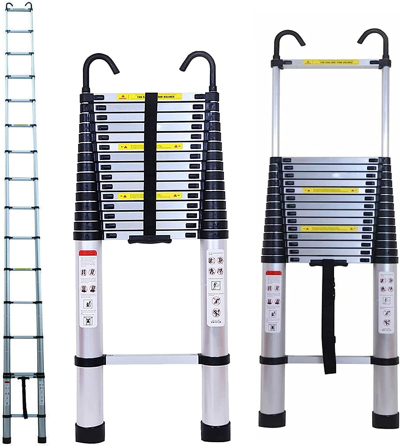 20.34 FT Aluminum Telescoping Multi Ladder with Detachable Hook ...