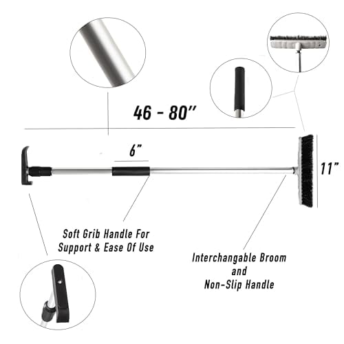 Telescoping Pole/Truck Bed Cargo Tool with Broom Head Attachment/Multi ...