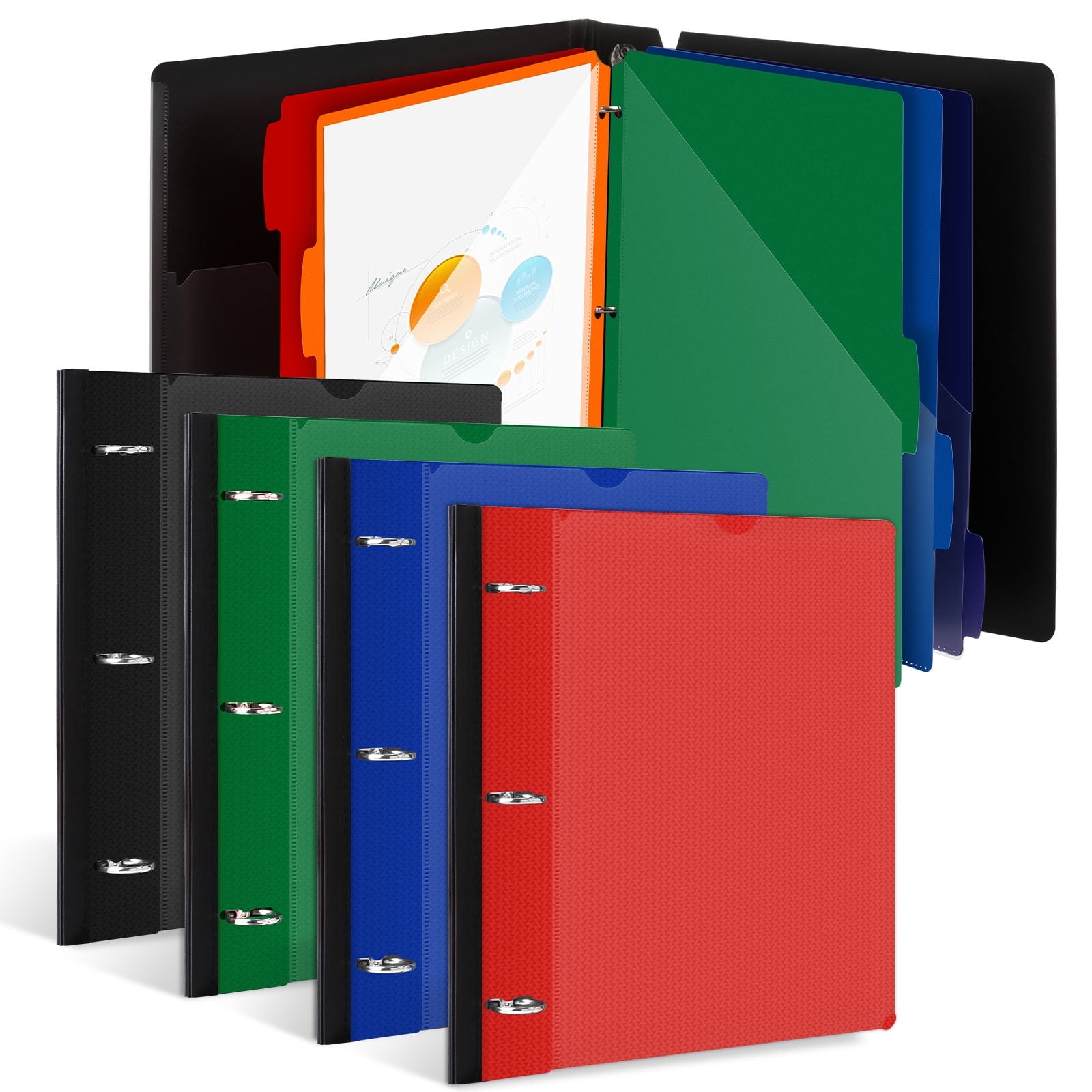 Telescoping Project Organizer Binders, 4-Pack 1 inch 3-Ring Binder with ...