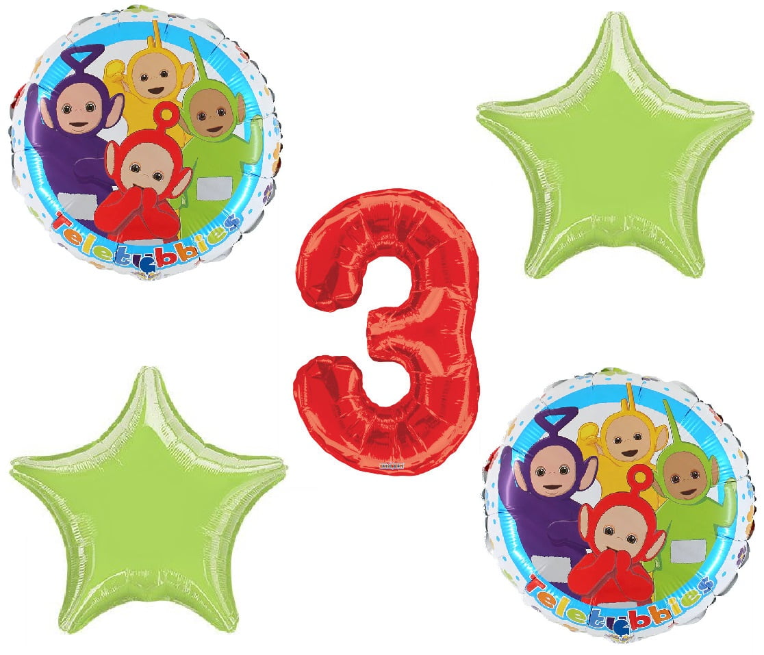 Teletubbies Balloon Bouquet 3rd Birthday 5 Piece Party Supplies ...
